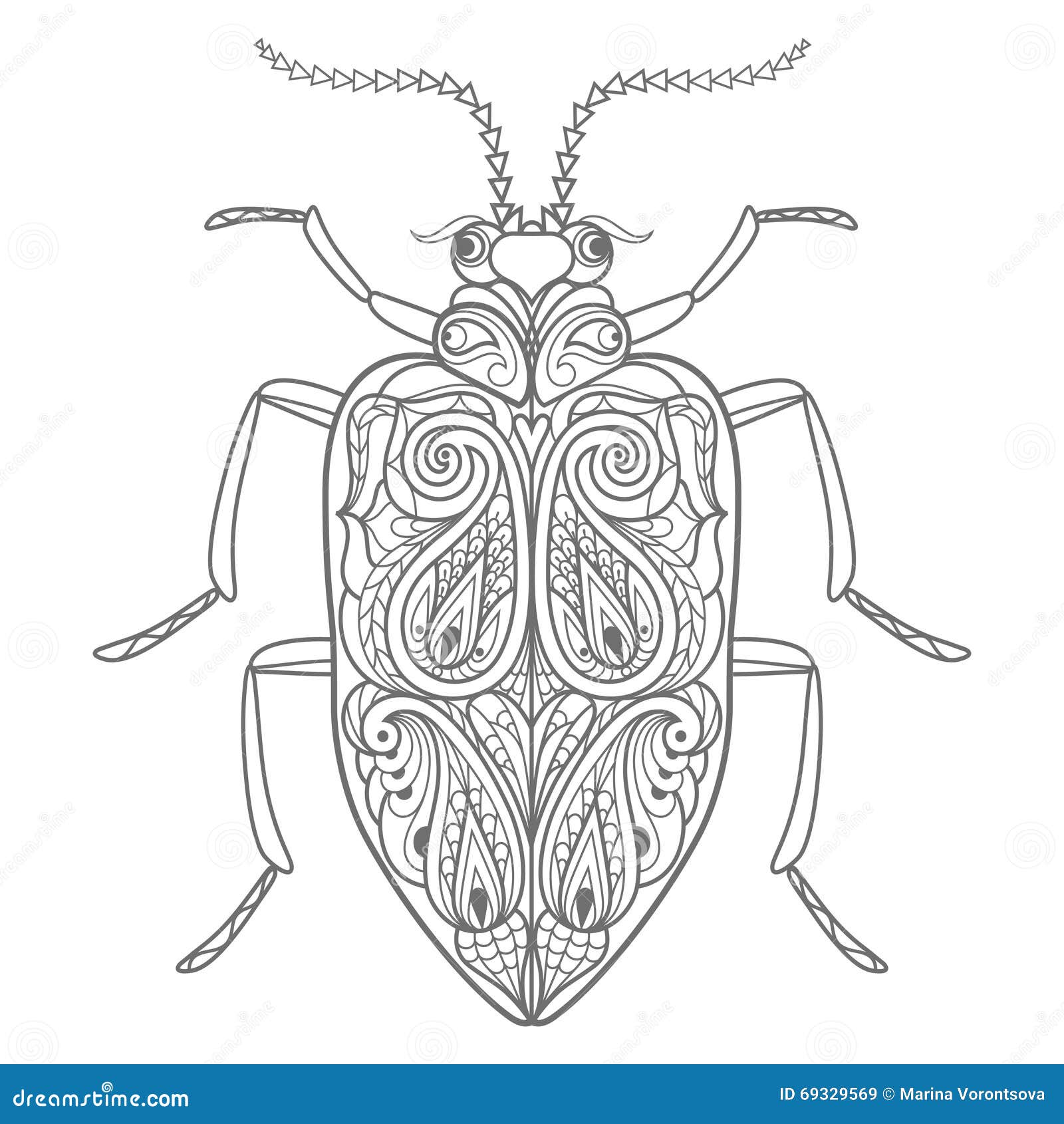 Decorative beetle. stock vector. Illustration of isolated - 69329569