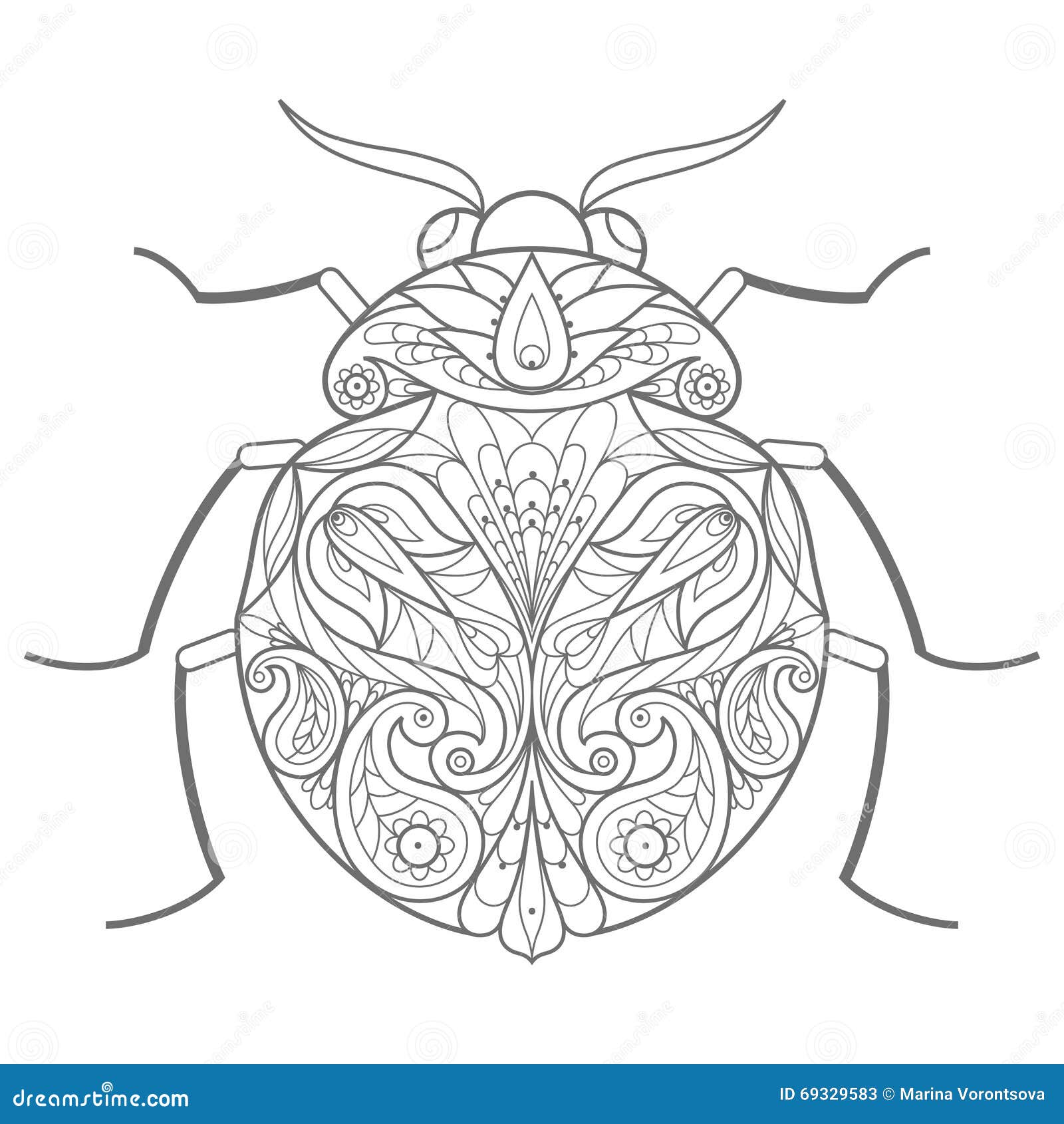 Decorative beetle. stock vector. Illustration of coloring - 69329583