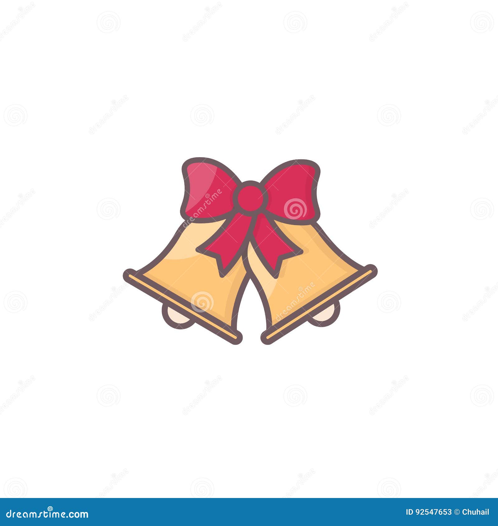 Decorative bells with bow. stock vector. Illustration of passion - 92547653