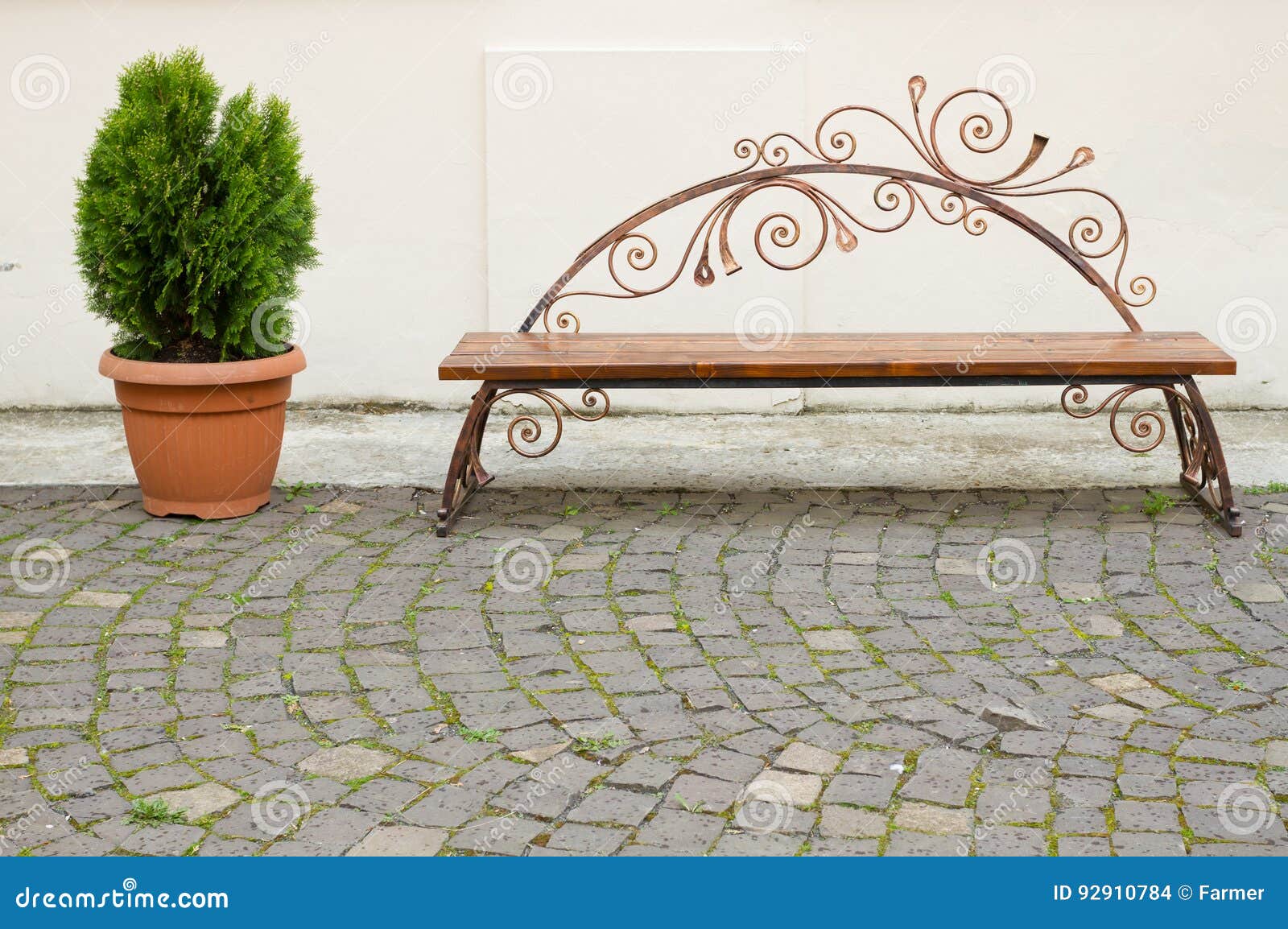 Decorative Bench and Flower Pot Stock Photo - Image of decoration ...