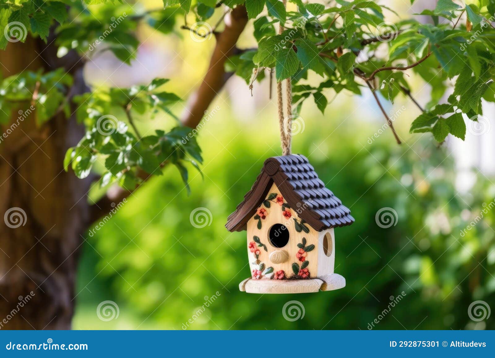 Decorative Birdhouse Hung on a Tree Branch Stock Image - Image of ...