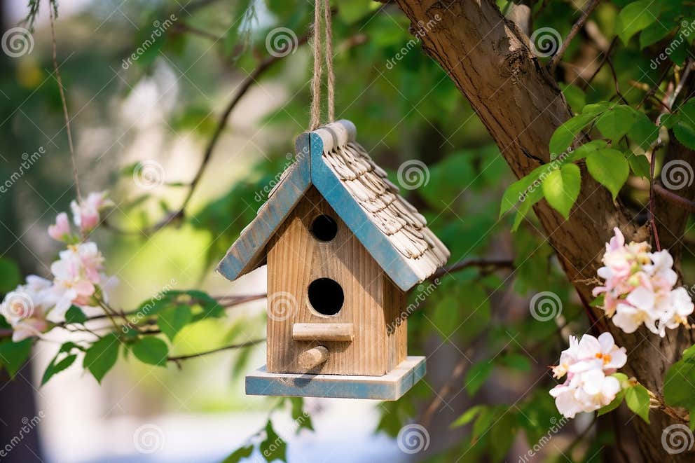 Decorative Birdhouse Hung on a Tree Branch Stock Image - Image of ...