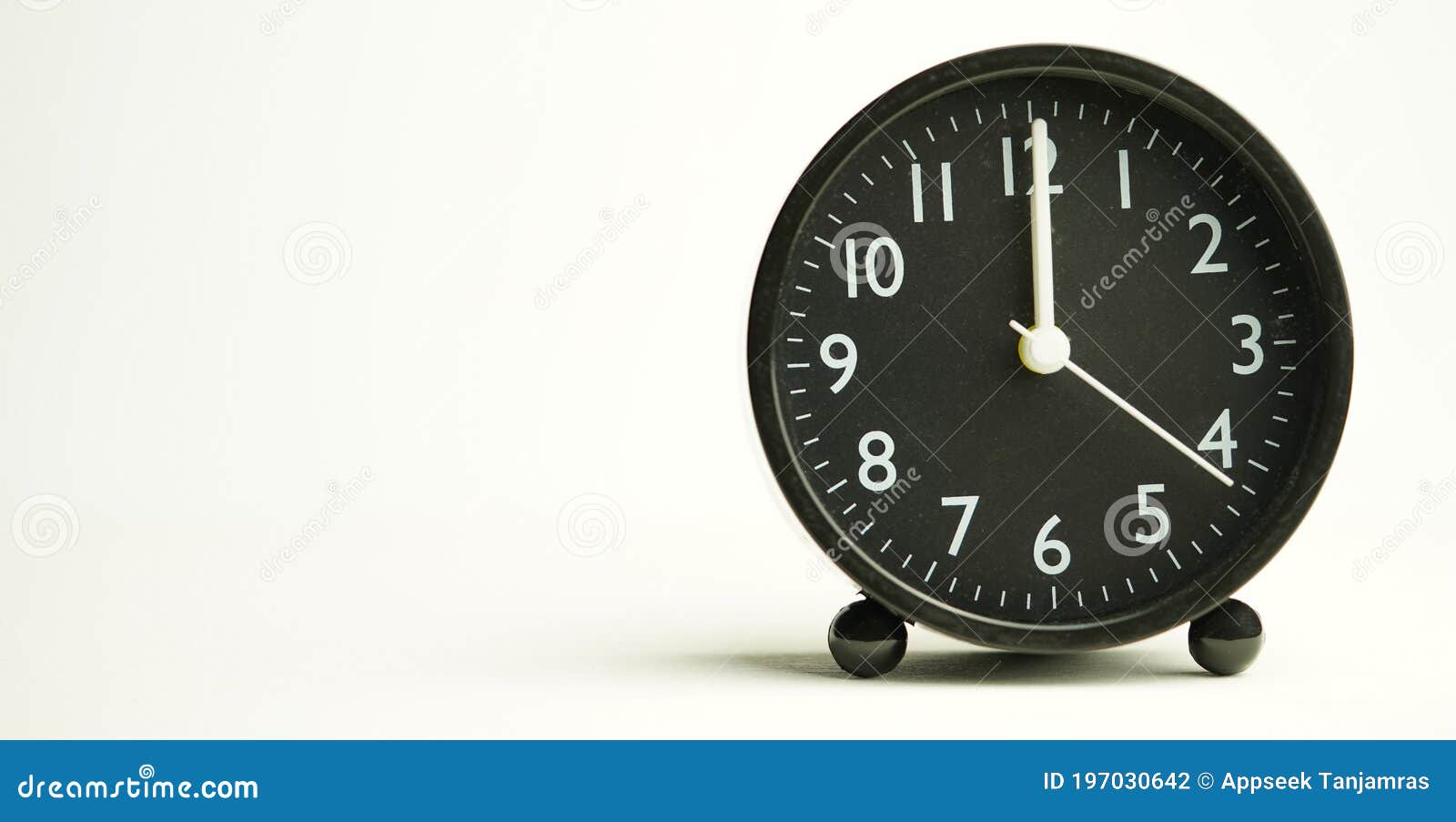 Decorative Black Alarm Clock for Noon Separating White Background with ...