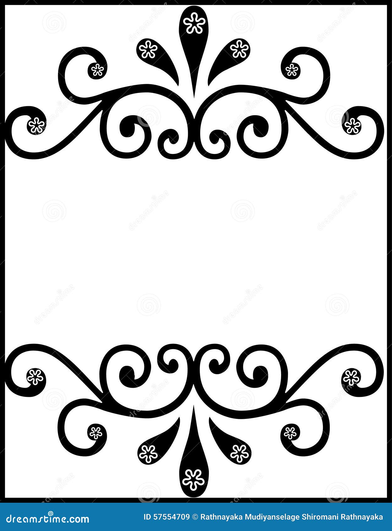 Decorative Black Floral Border Stock Illustration - Illustration of ...