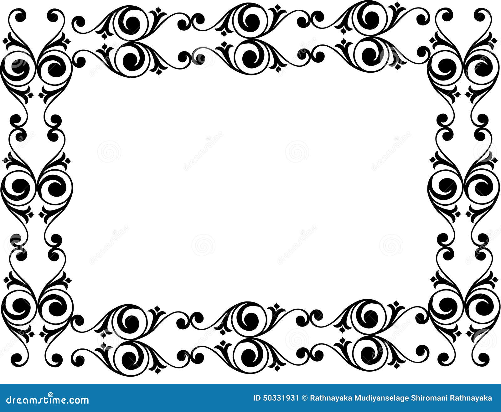 Decorative Black Floral Frame Stock Illustration - Illustration of ...