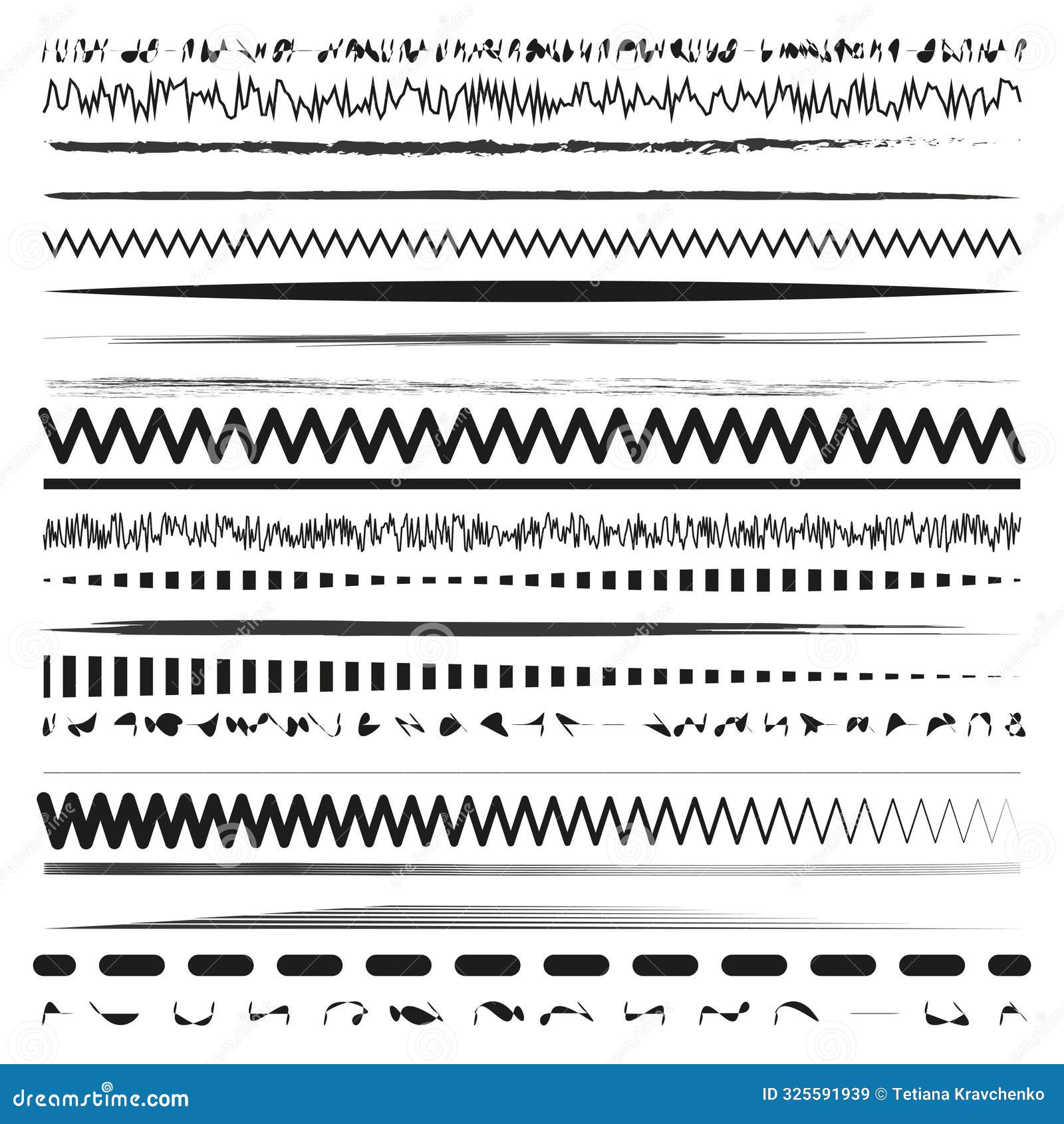 Decorative Black Lines. Various Abstract Patterns. Vector Illustration ...