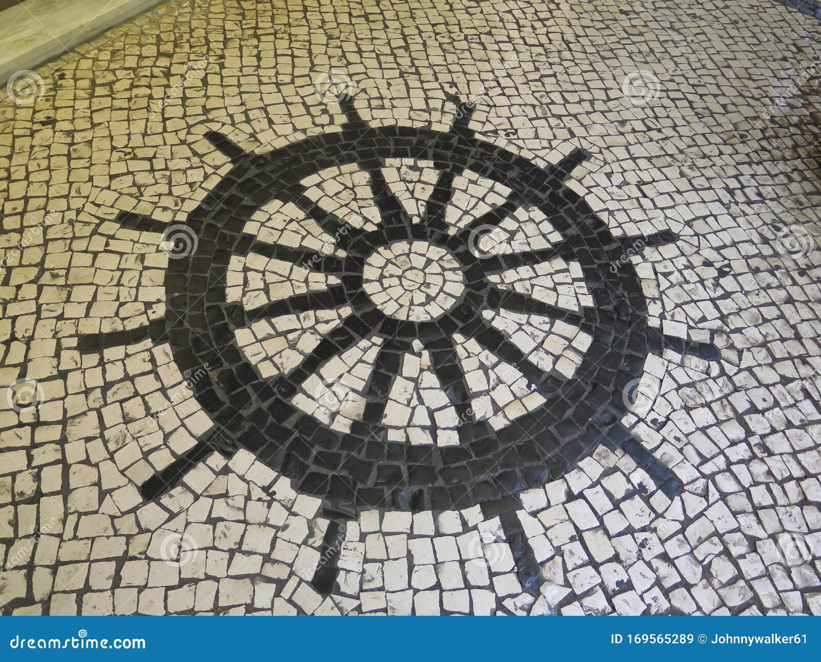 Decorative Black Pebble Mosaic in Pavement Stock Image - Image of ...
