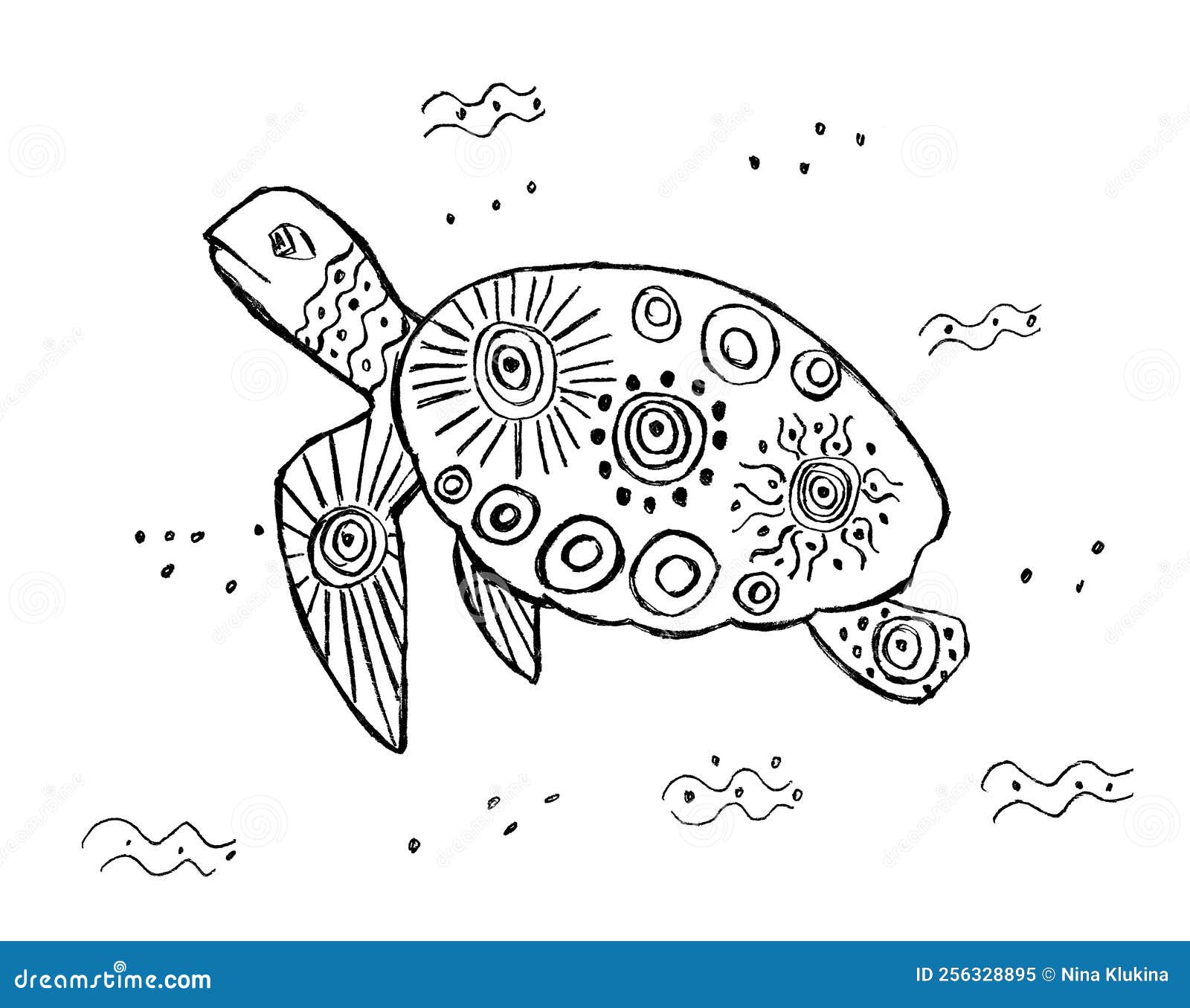 Decorative Black Sea Turtle on a White Background Stock Illustration ... Decorative Black Sea Turtle on a White Background Stock Illustration ...