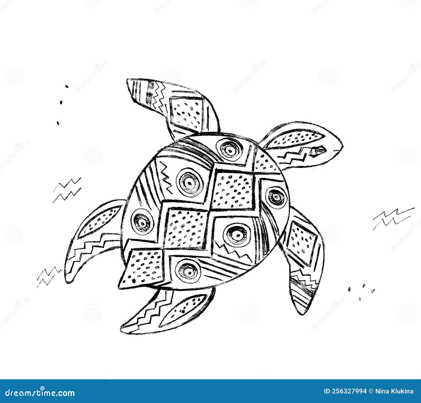Decorative Black Sea Turtle on a White Background Stock Illustration ... Decorative Black Sea Turtle on a White Background Stock Illustration ...