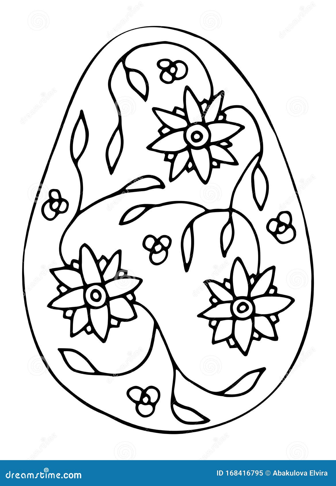 Decorative Black and White Easter Egg. Vector Illustration. Festive Egg ...