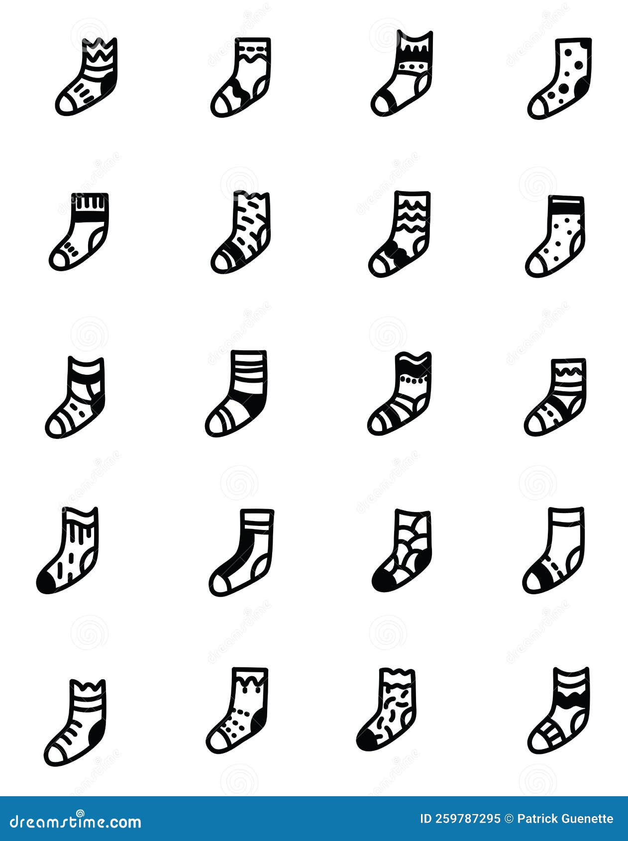 Decorative Black and White Socks, Icon Stock Vector - Illustration of ...