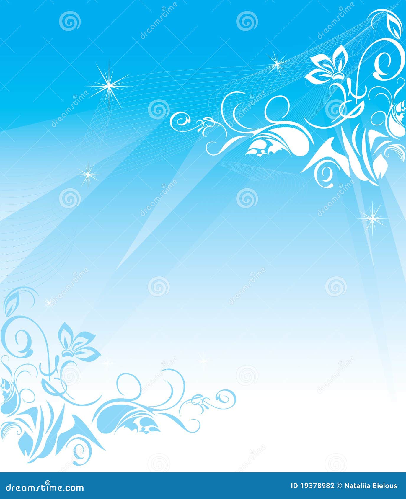 Decorative Blue Background with Floral Ornament Stock Vector ...