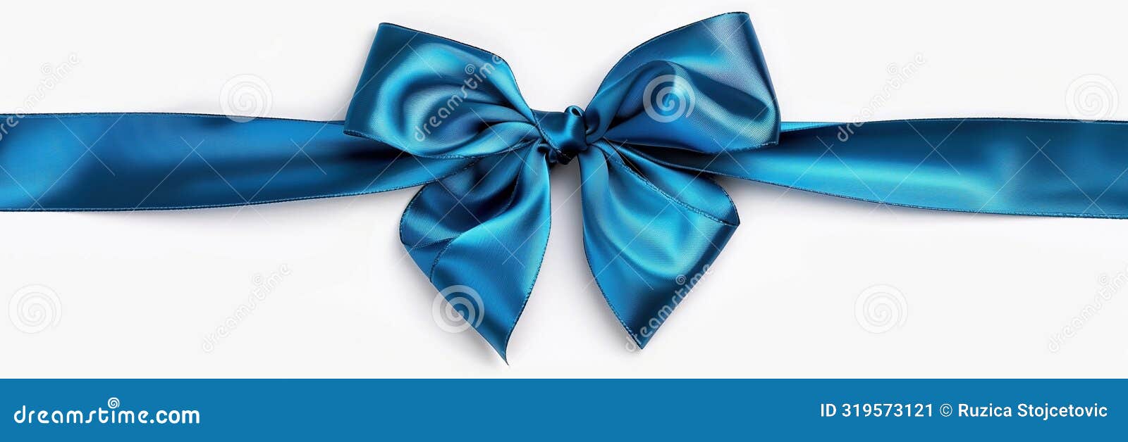 Decorative Blue Bow with Long Blue Ribbon on a White Background Ai ...
