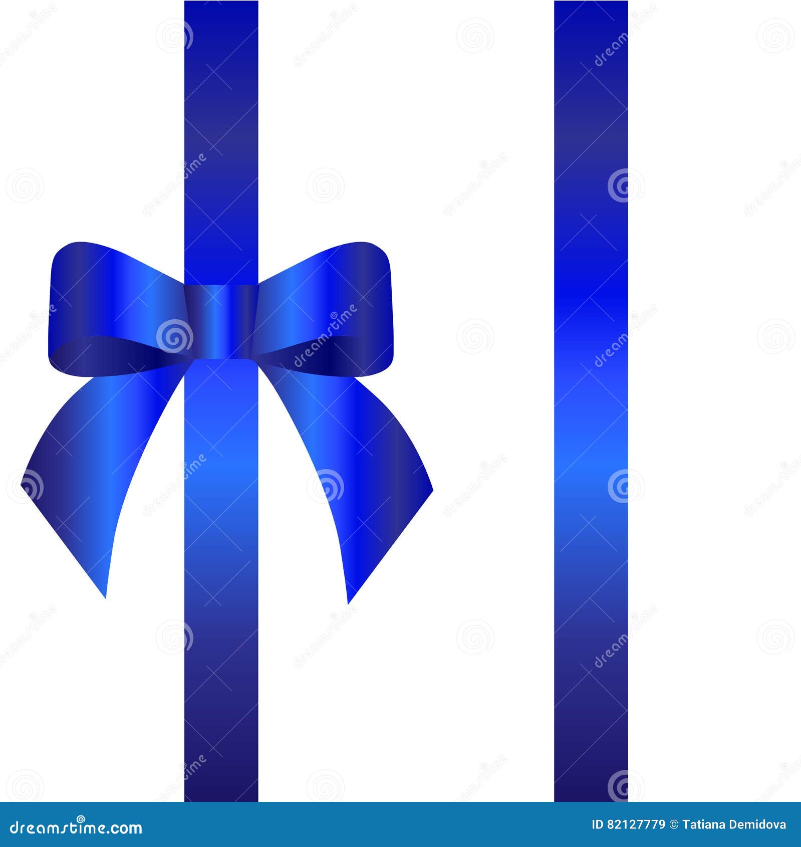 Decorative Blue Bow with Two Vertical Ribbons. Stock Vector ...