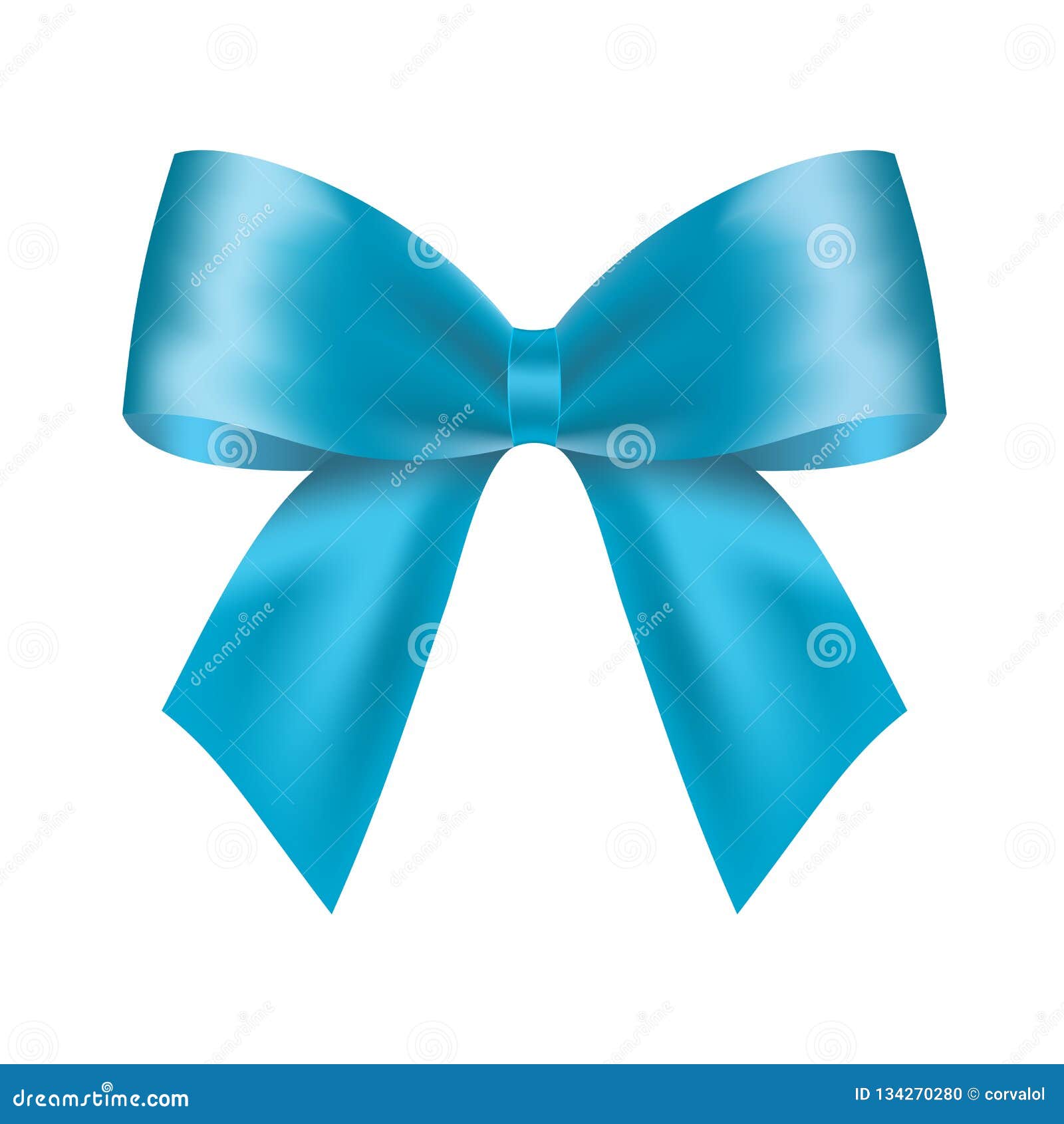 Decorative Blue Bow. Vector Bow for Page Decor Isolated on White Stock ...