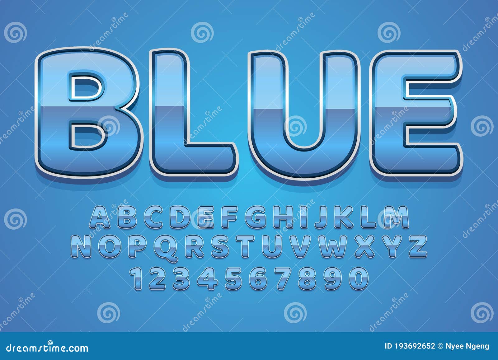 Decorative Blue Font and Alphabet Vector Stock Vector - Illustration of ...