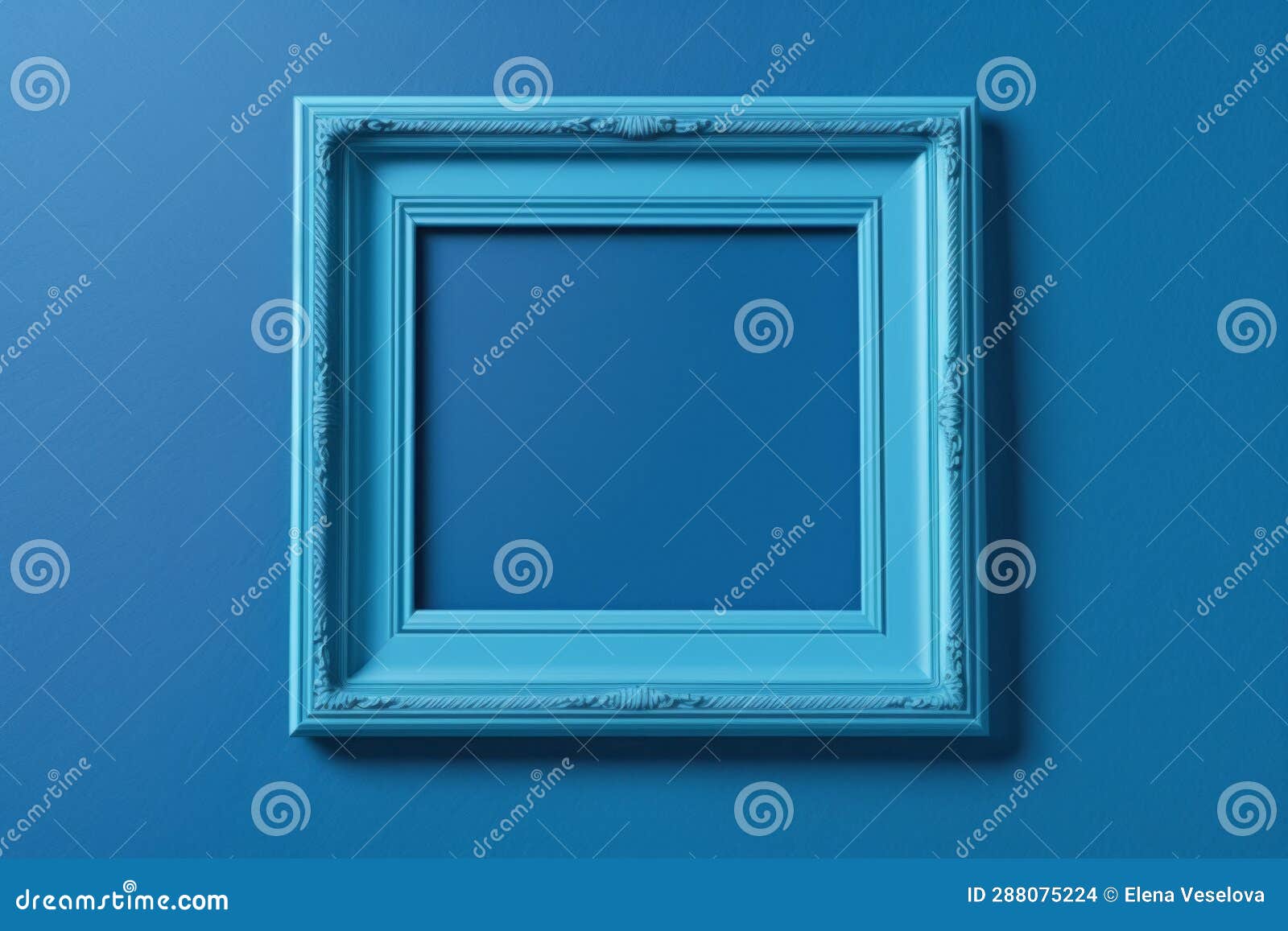 Decorative Blue Frame on Blue Background, Graphic Mock Up for Art ...