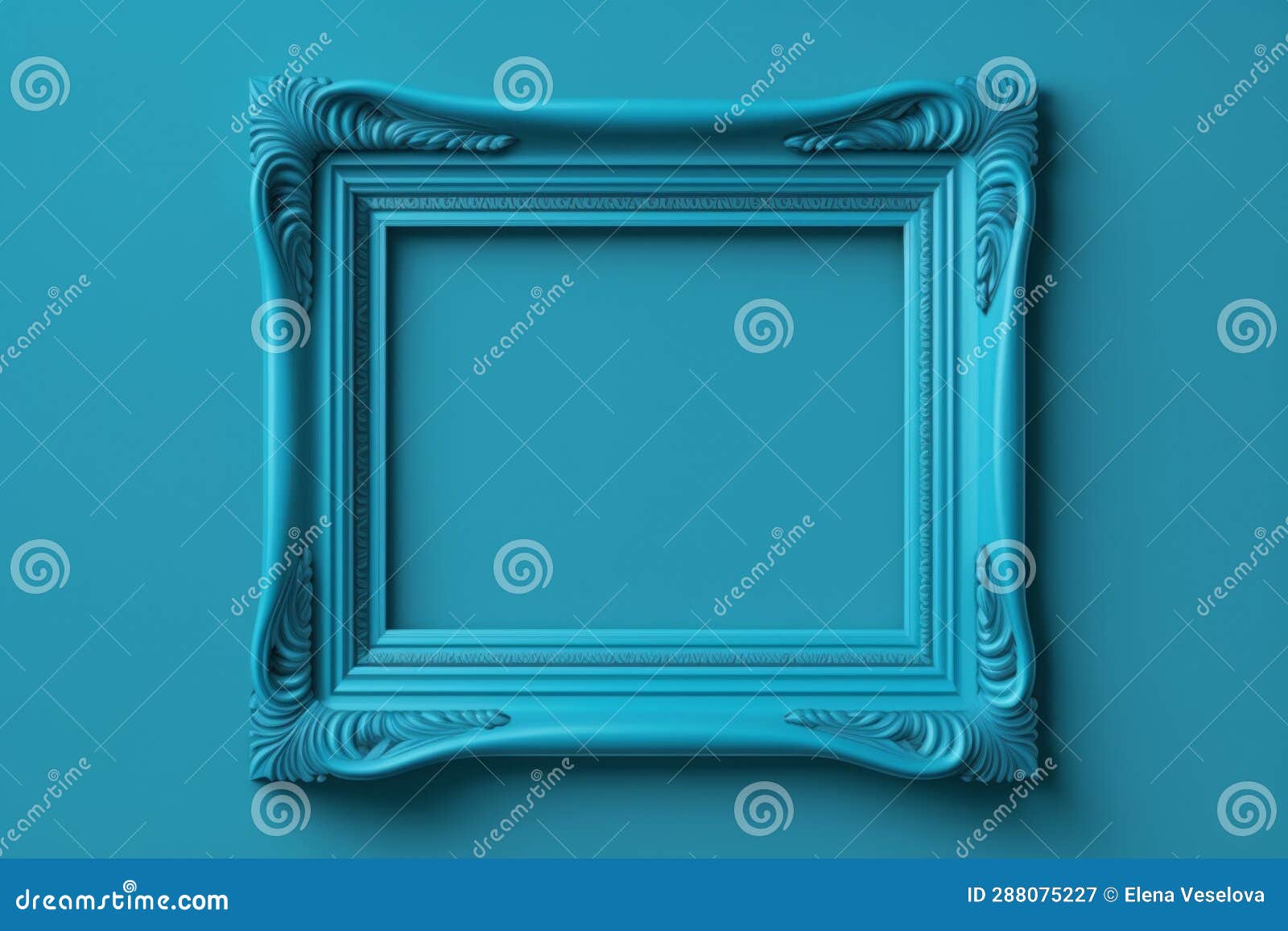 Decorative Blue Frame on Blue Background, Graphic Mock Up for Art ...