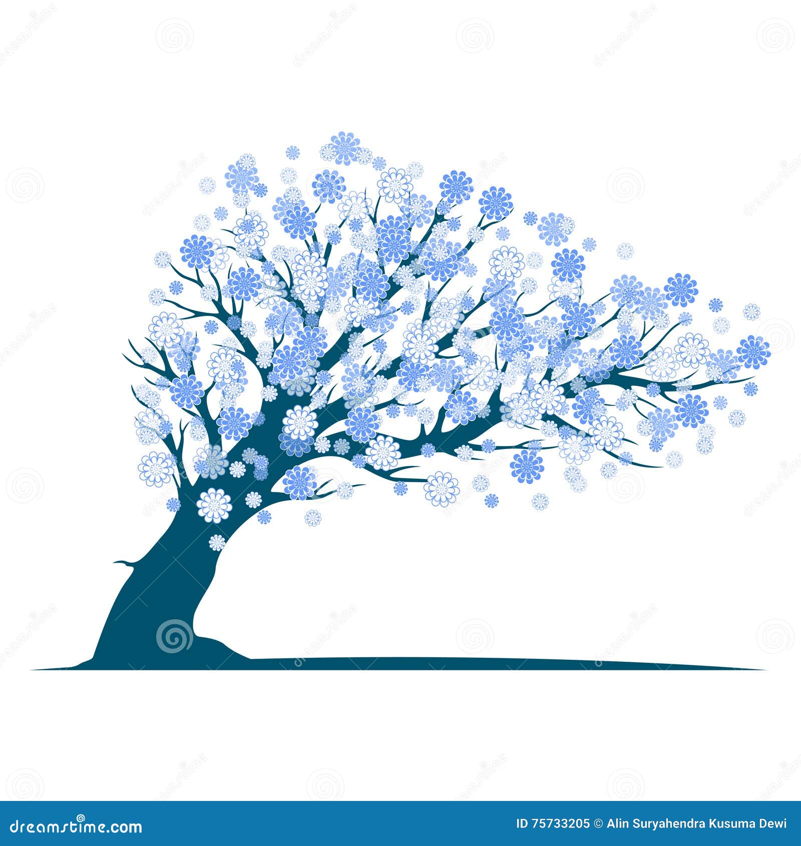 Decorative Blue Tree Silhouette Stock Vector - Illustration of cover ...