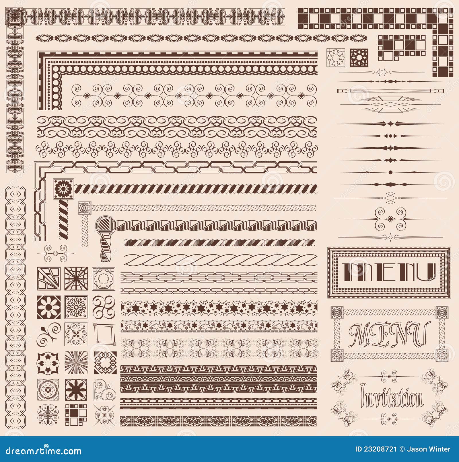 Decorative border elements stock vector. Illustration of formal - 23208721
