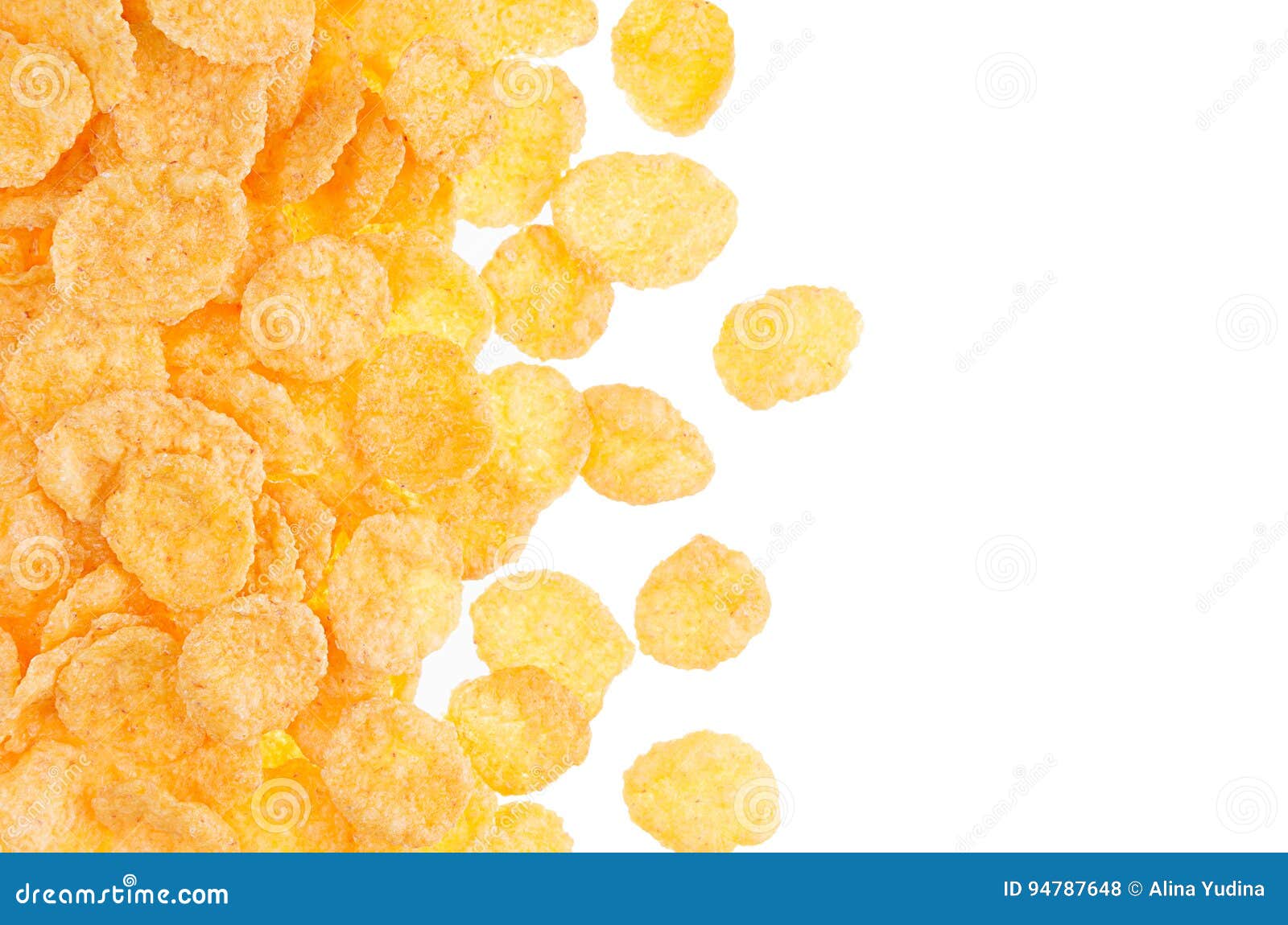 Decorative Border of Golden Corn Flakes Isolated with Copy Space. Stock ...