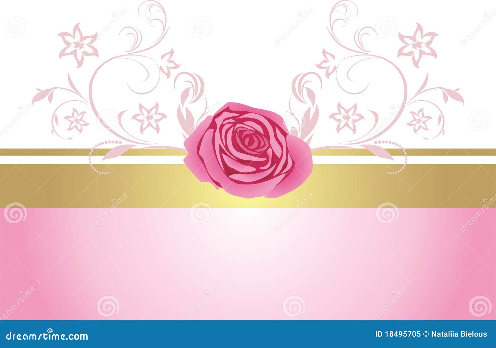Decorative Border with Pink Rose for Design Stock Vector - Illustration ...