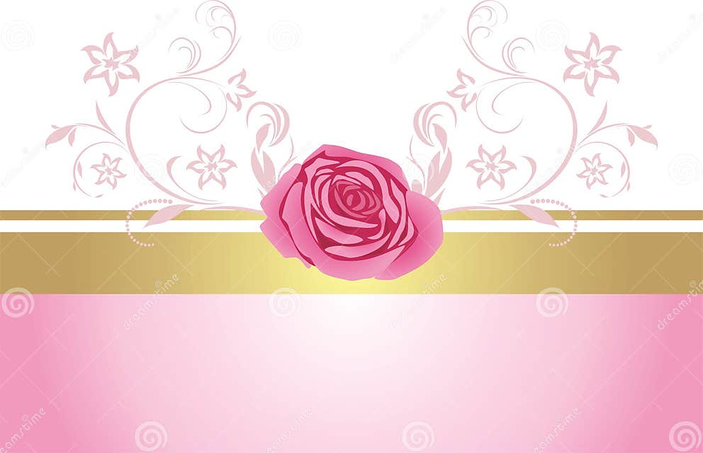 Decorative Border with Pink Rose for Design Stock Vector - Illustration ...