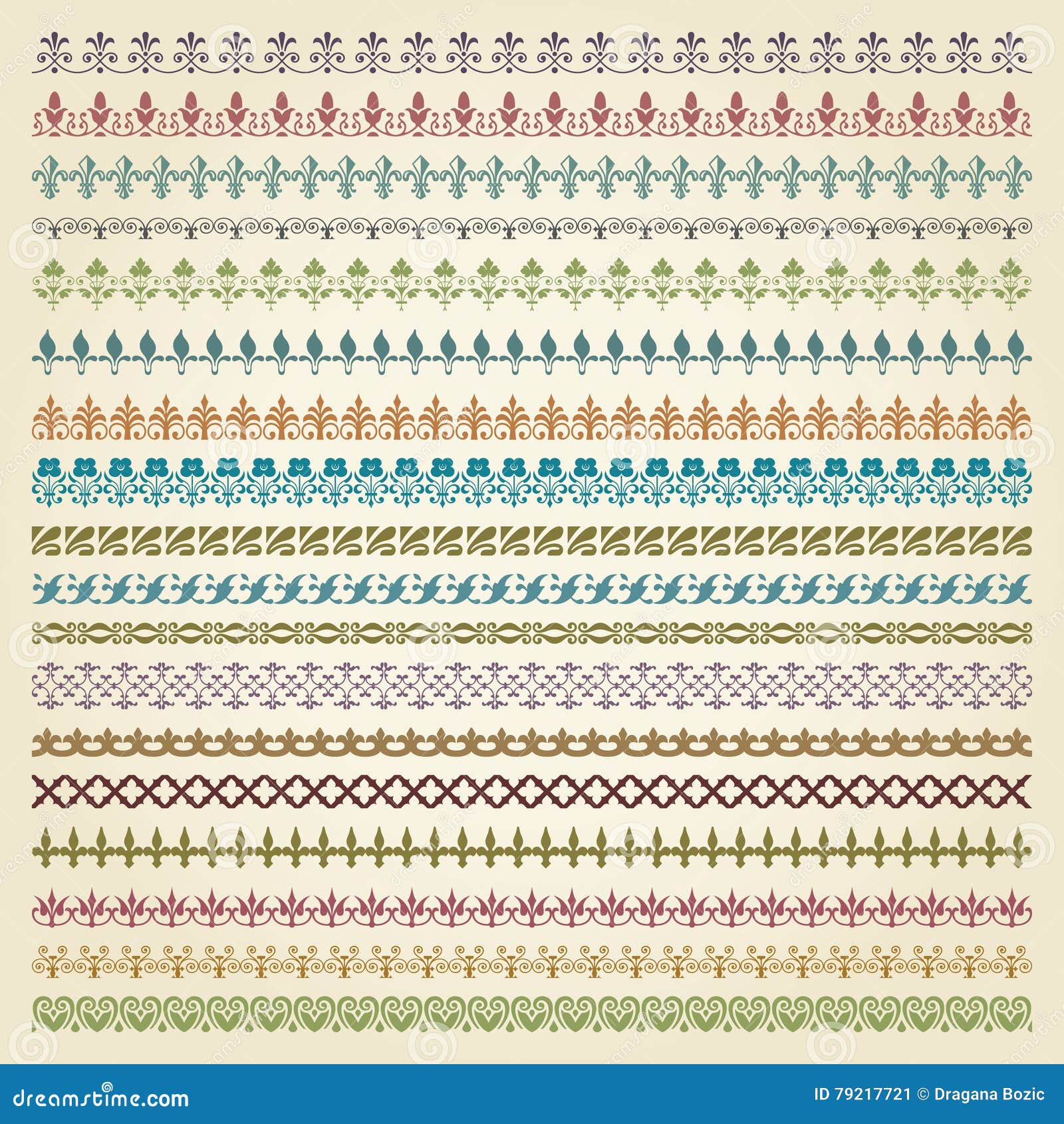 Decorative Borders in Color - Vintage Style Stock Vector - Illustration ...