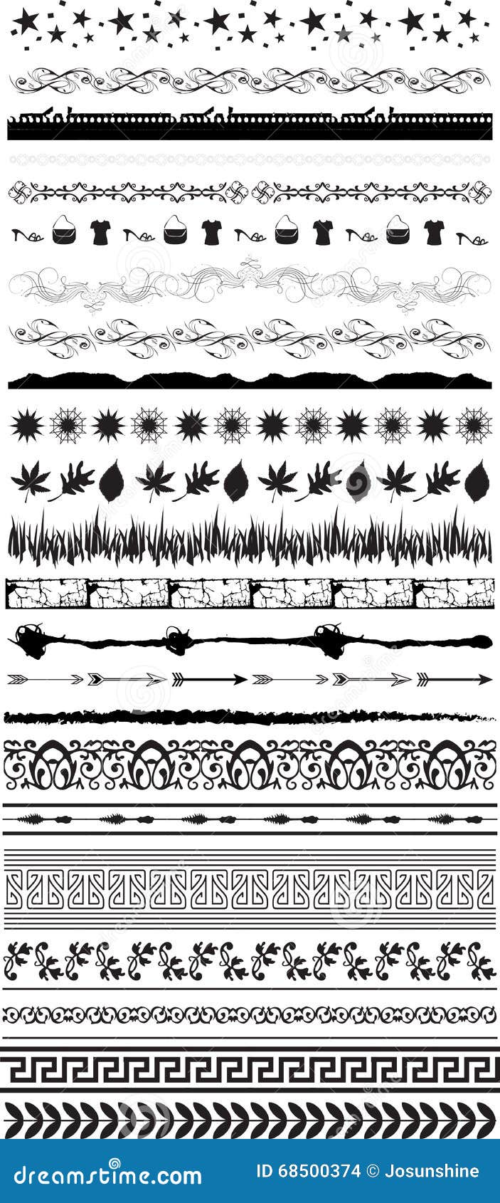 23 Decorative Borders Divider Bars Stock Illustration - Illustration of ...