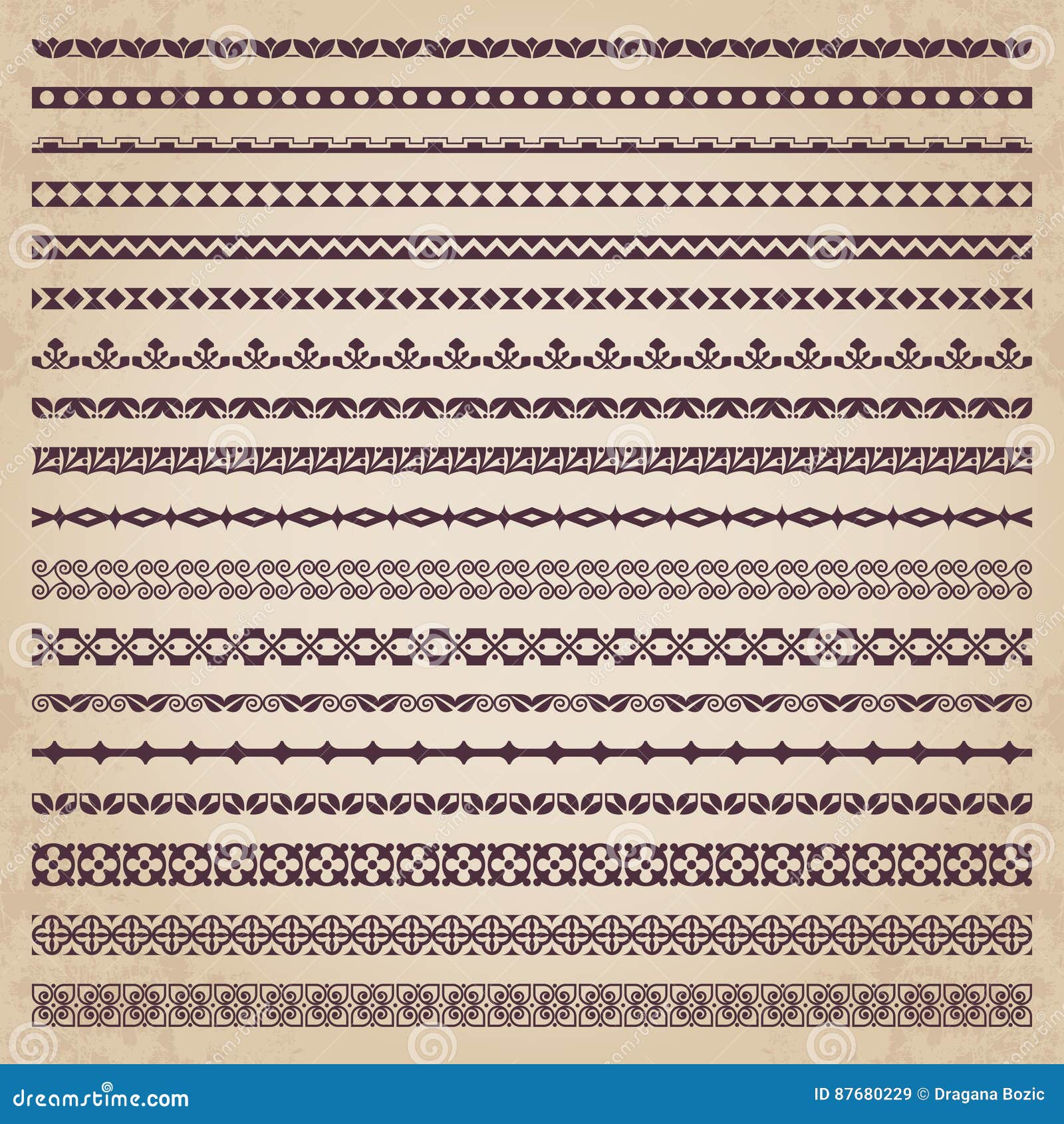 Decorative Borders in Retro Style - Vector Set Stock Vector ...