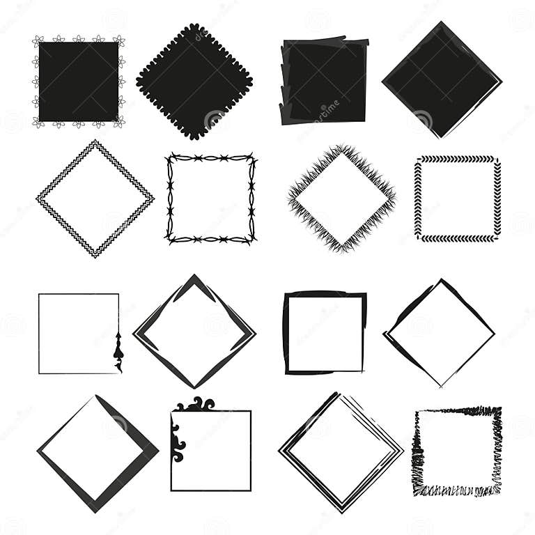 Decorative Borders Vector Collection. Assorted Frames Set. Monochrome ...