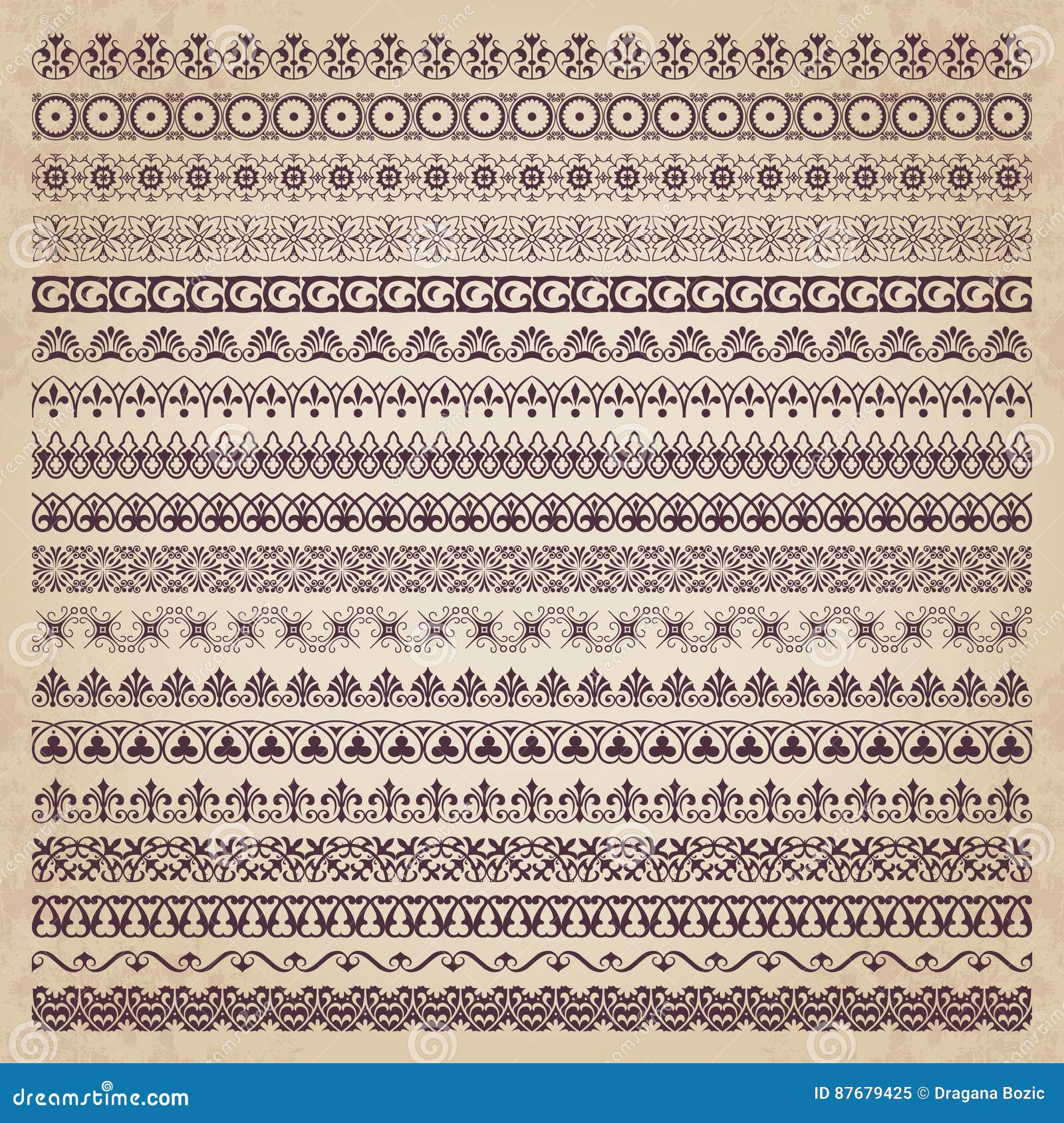 Decorative Borders in Vintage Style - Vector Set Stock Vector ...
