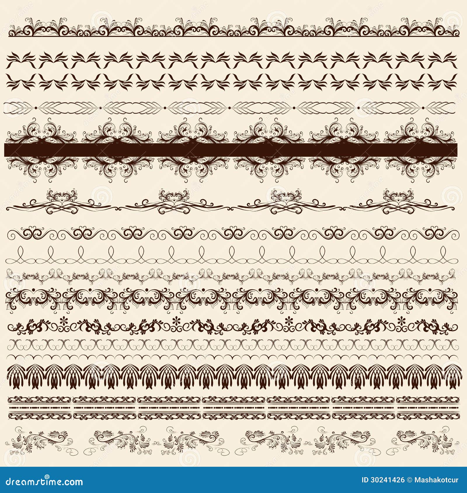 Collection of Calligraphic Borders for Design Stock Vector ...