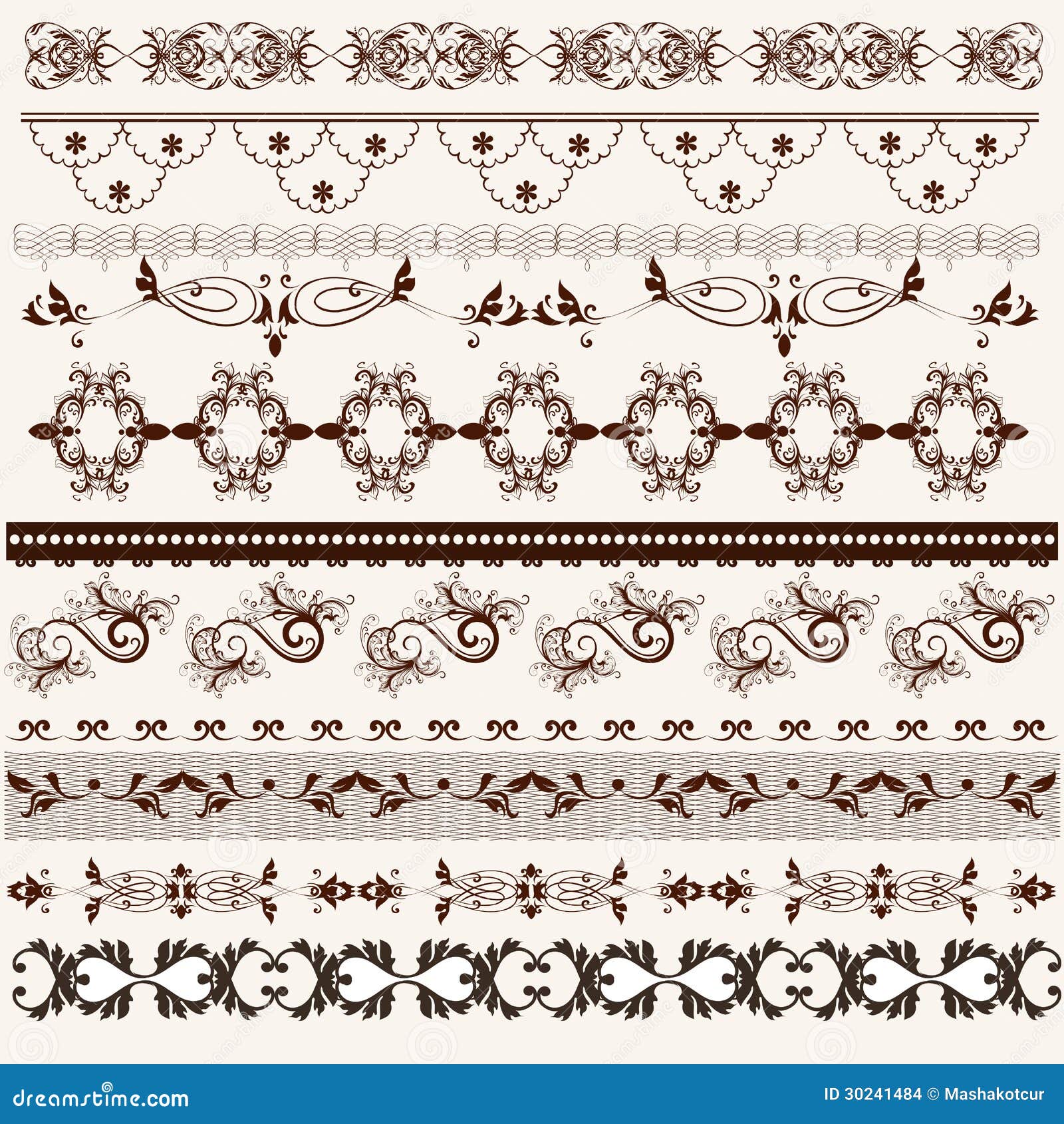 Collection of Vintage Calligraphic Borders for Design Stock Vector ...