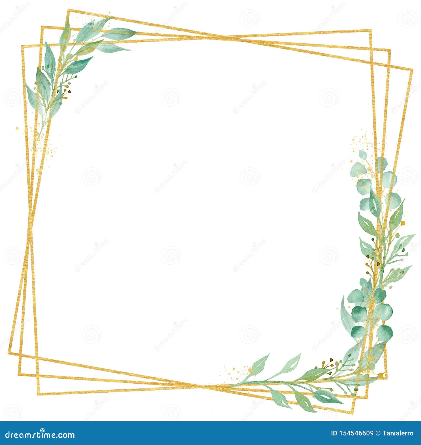 Decorative Botanical Square Frame Watercolour Raster Illustration Stock ...