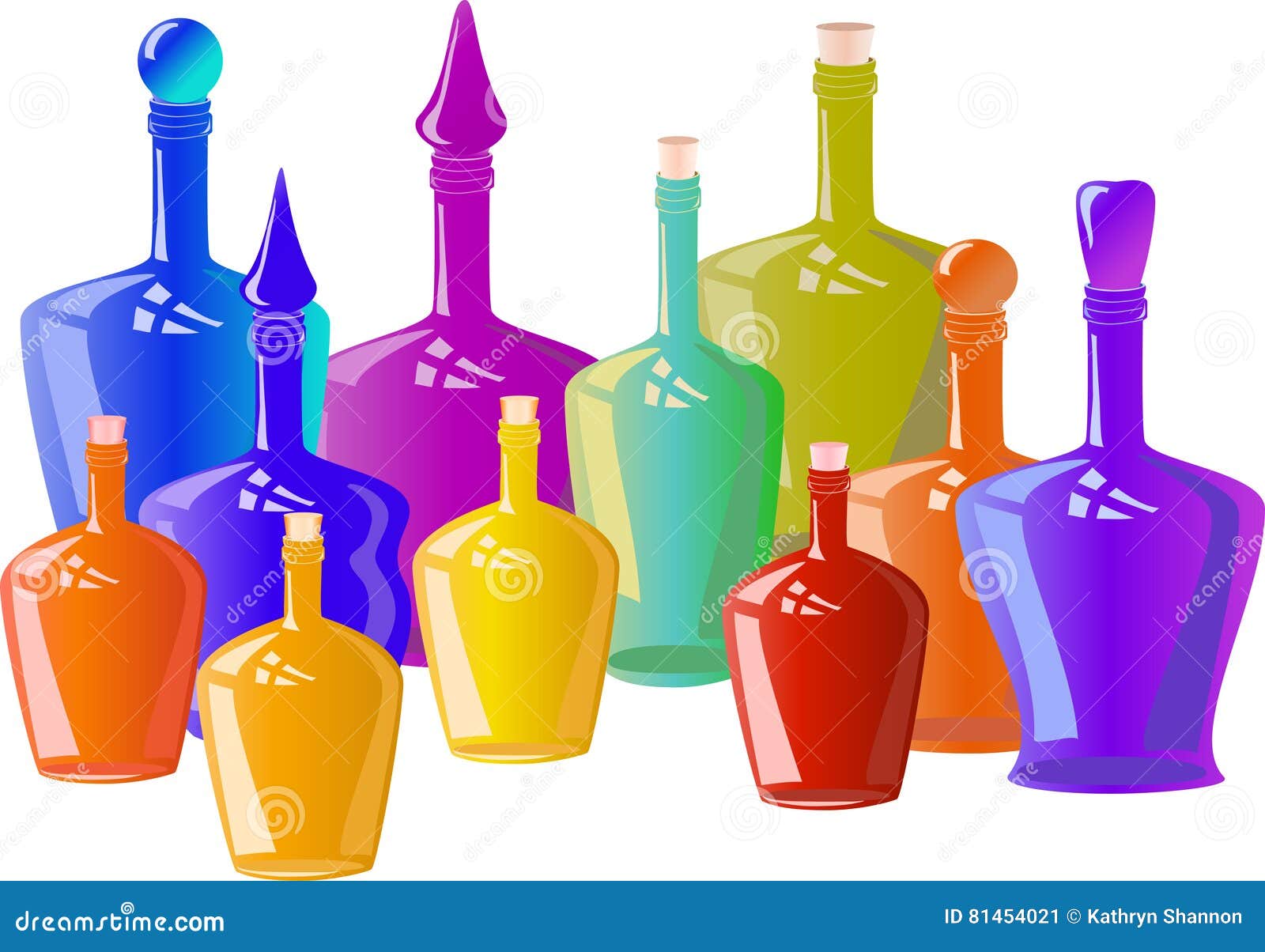 Decorative Bottles Of Different Sizes Cartoon Vector | CartoonDealer ...