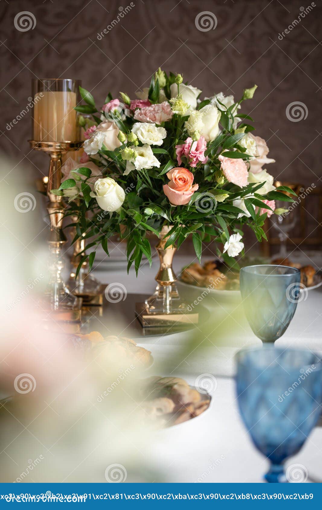 Decorative Bouquet of Flowers on the Table. Event Design Stock Photo ...