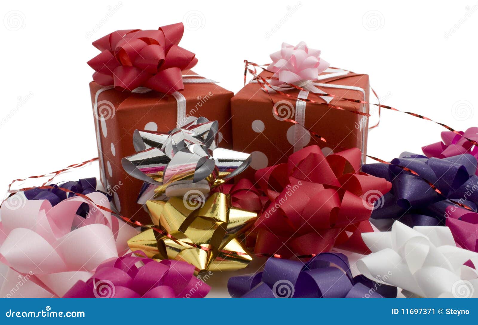 Decorative Bow and Gift Box Stock Image - Image of isolated, xmas: 11697371