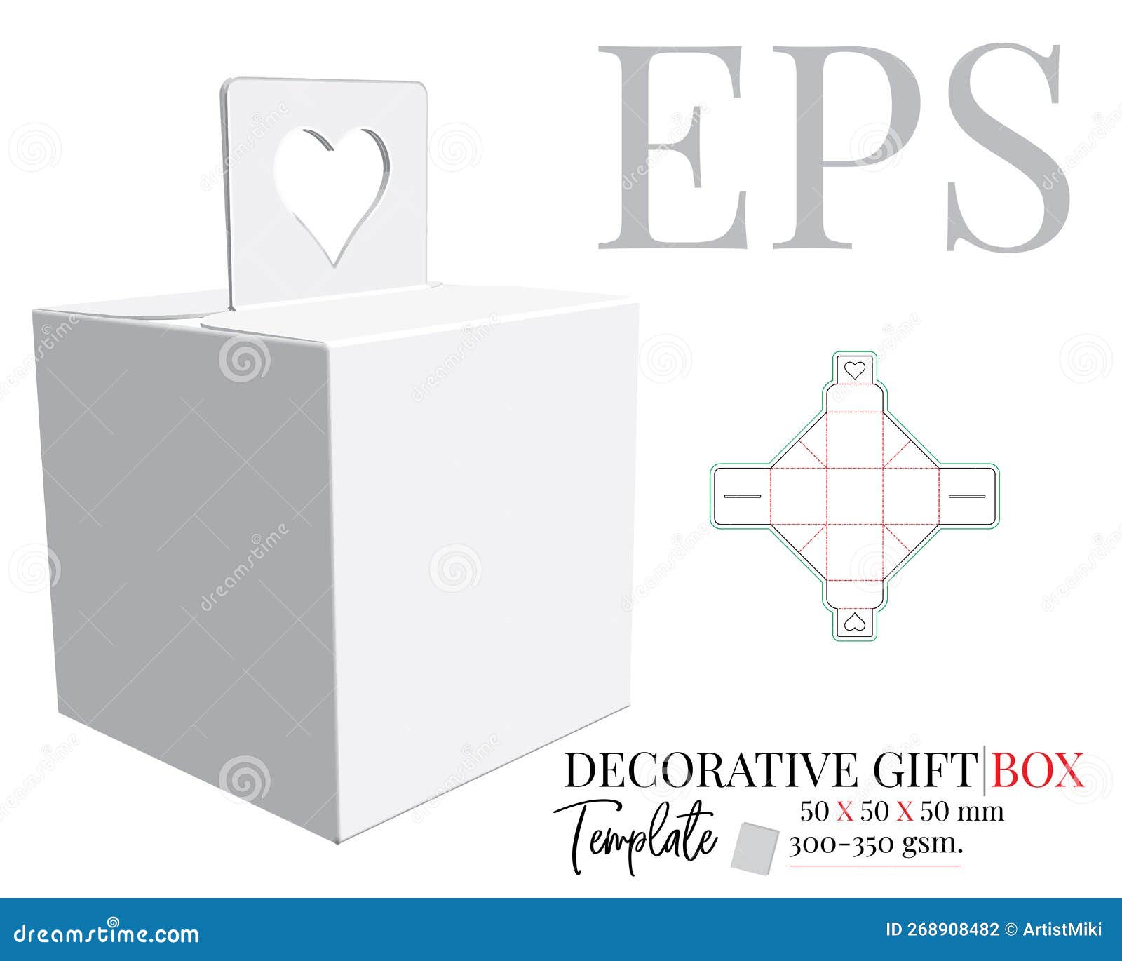 Decorative Box Die Cut Template with Handle Heart, Vector Stock Vector ...