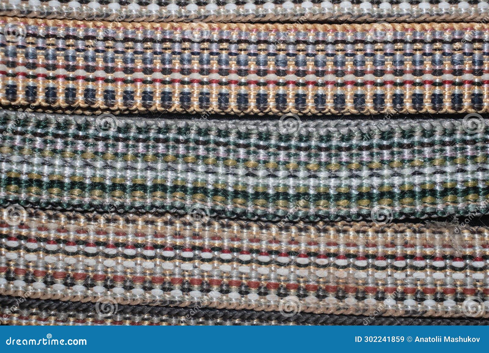 Decorative Braid - Woven Multi-colored Threads. Braid is a Narrow Woven ...