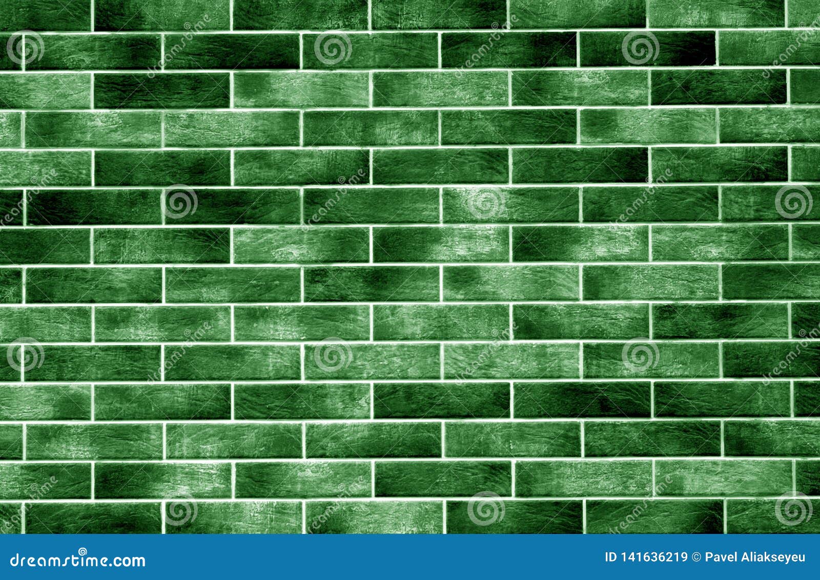 Decorative Brick Wall in Green Tone Stock Image - Image of limestone ...