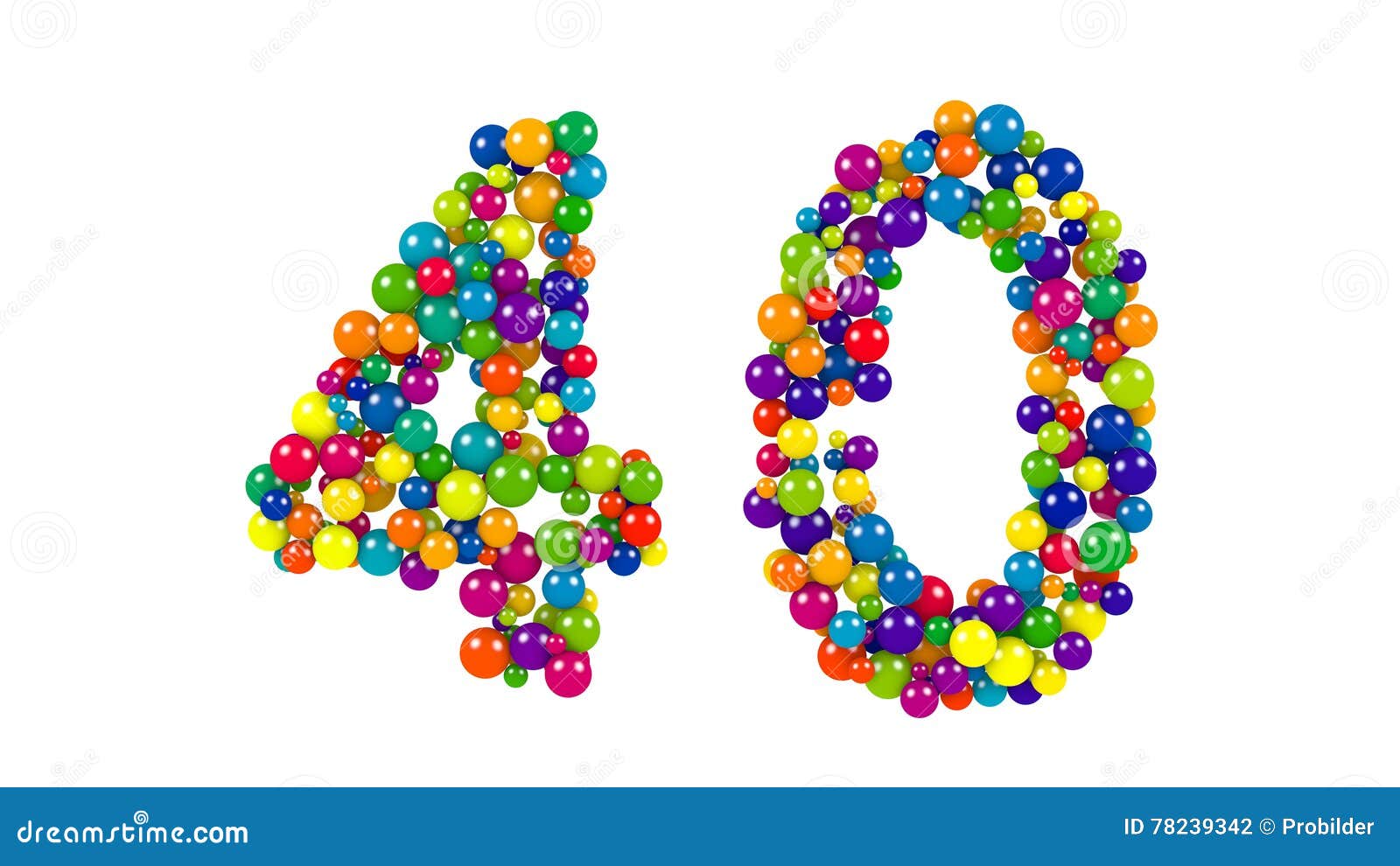 Decorative Brightly Colored Number 40 Stock Illustration - Illustration ...