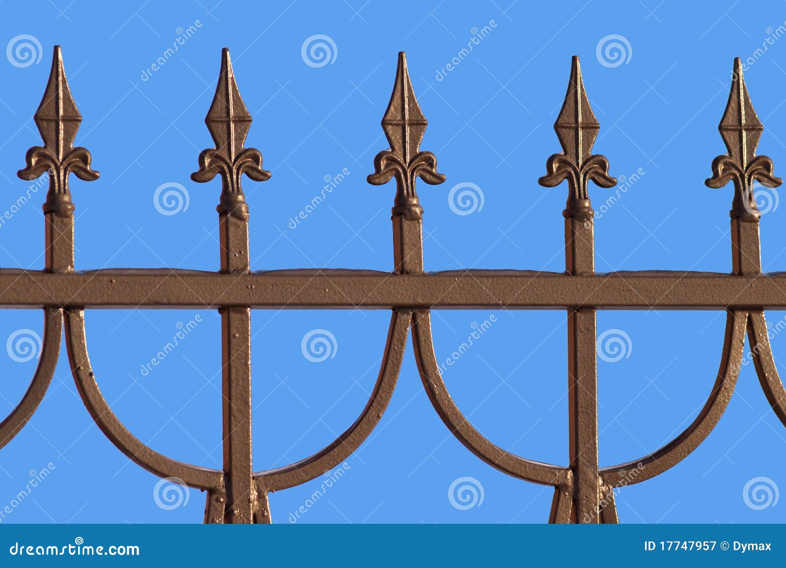 Decorative Bronze Fence Isolated on Blue Stock Image - Image of ...