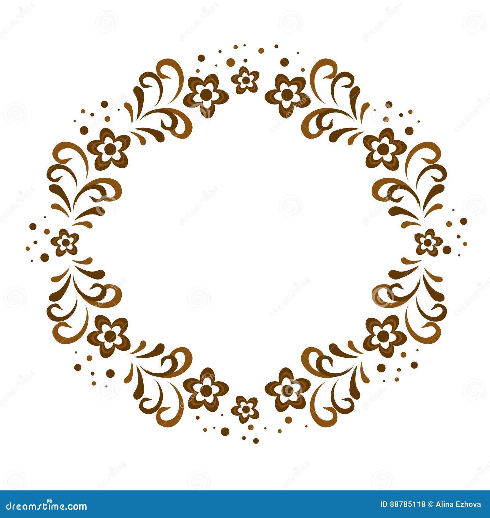 Decorative Brown Frame with Flowers. Stock Vector - Illustration of ...