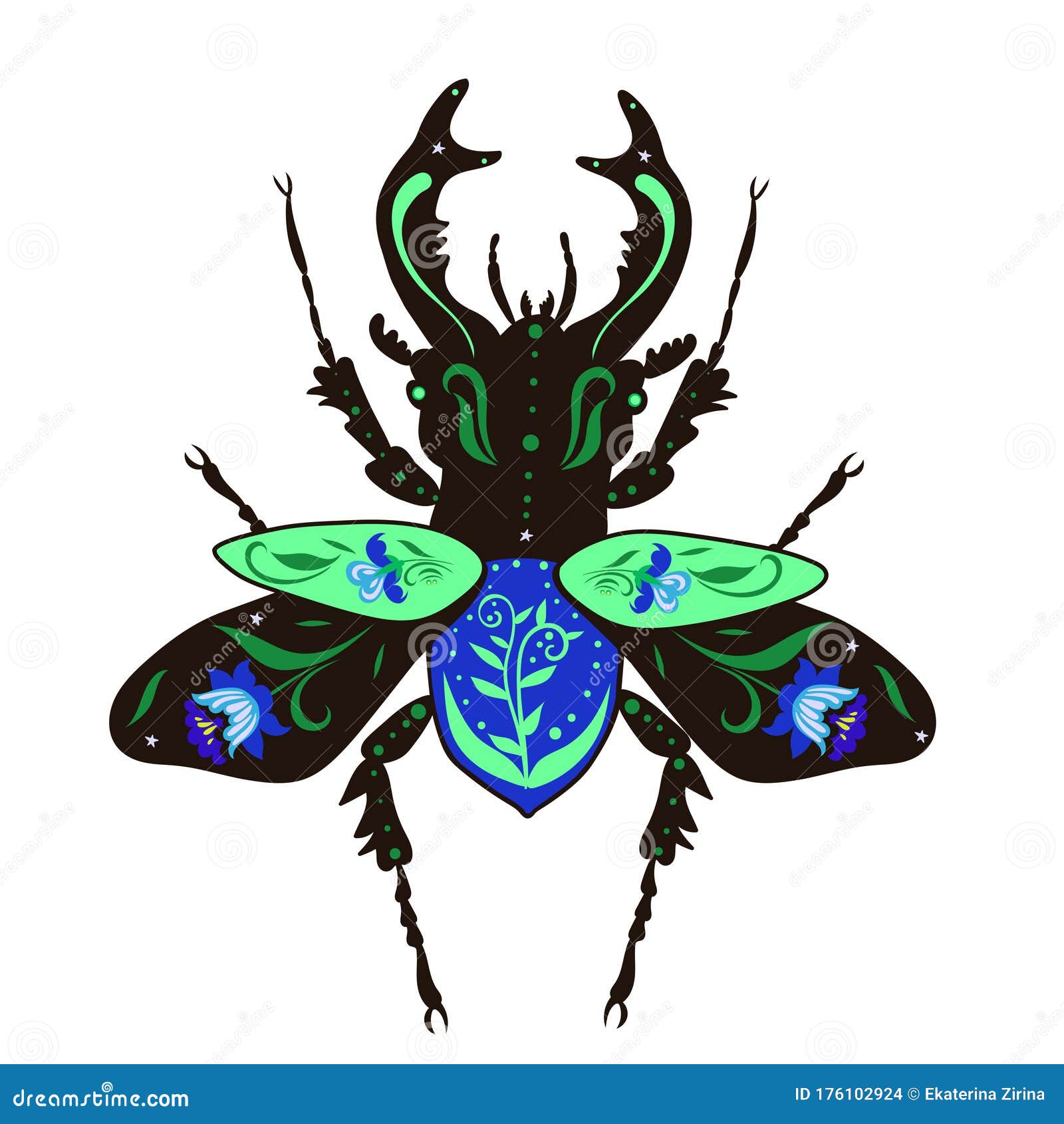 Decorative Bug Isolated on a White Background. Vector Graphics Stock ...