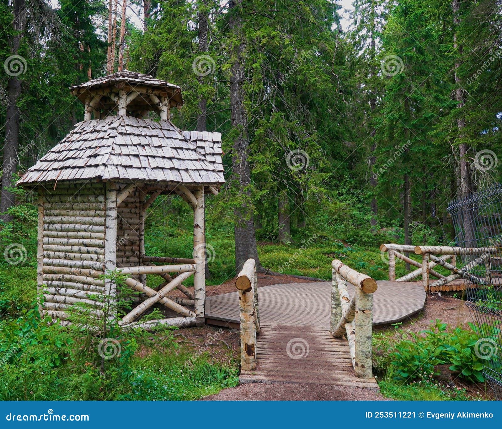 Decorative Buildings Made of Birch in the Forest Stock Image - Image of ...