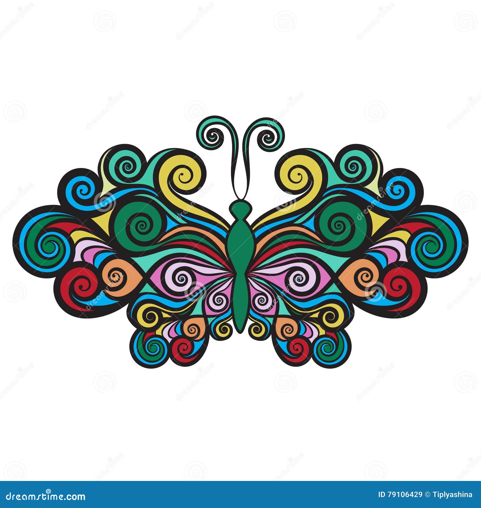 Decorative Butterfly with Wings Curls Stock Vector - Illustration of ...