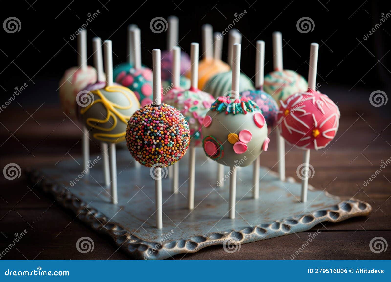 Decorative Cake Pops with Colorful and Whimsical Designs Stock Photo ...