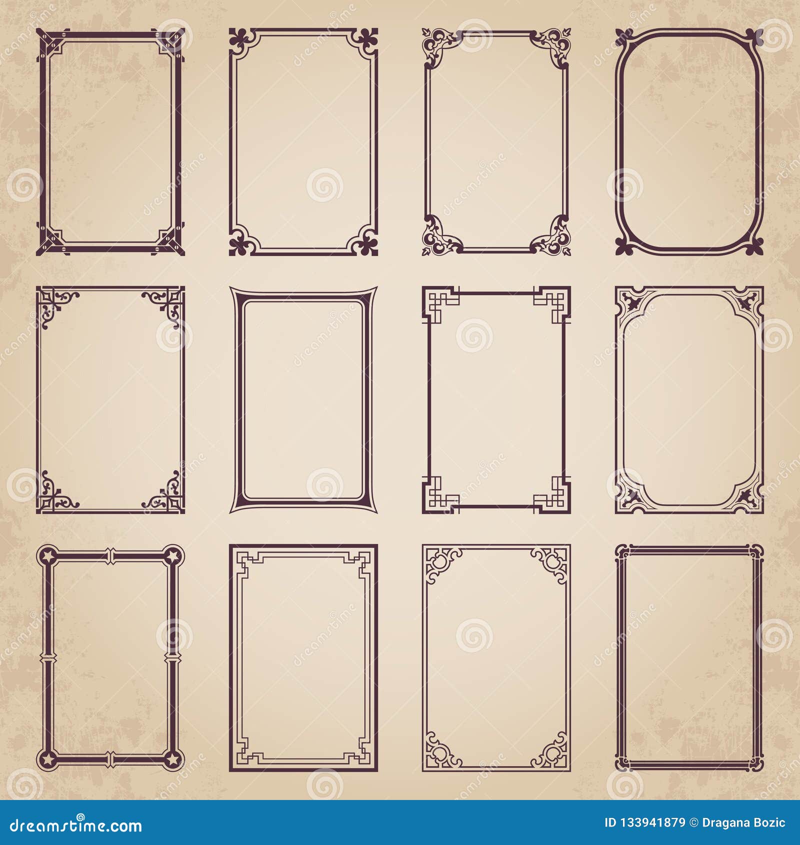 Decorative Calligraphic Frames in Retro Style - Vector Set Stock Vector ...