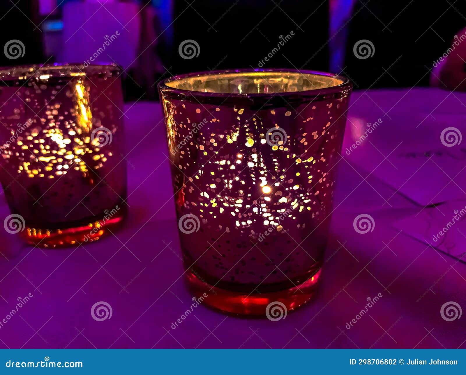 Decorative Candle Cups on Table. Stock Photo - Image of drink, wine ...